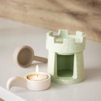 China DIY Cement Gypsum Candle Aromatherapy Stove Castle Candlestick Warm Tea Stove Heating and Insulation Teapot Silicone Mold for sale