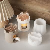 China DIY Cement Gypsum Candle Aromatherapy Stove Castle Candlestick Warm Tea Stove Heating and Insulation Teapot Silicone Mold for sale