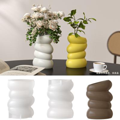 China Ins style pebble vase silicone mold handmade DIY gypsum cement fragrance stone decorative flower pot drip mold for sale