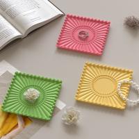 China Aromatherapy Gypsum Cement Resin Square Sunflower Wave Lace Tray Dish Ornament Silicone Mold for sale