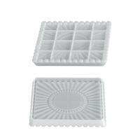 China Aromatherapy Gypsum Cement Resin Square Sunflower Wave Lace Tray Dish Ornament Silicone Mold for sale