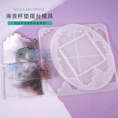 China DIY crystal dropper mold, irregular coaster, table, wavy base, silicone mold wholesale for sale