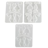 China Easter DIY Resin Gypsum Four Grid Little Rabbit Pendant Hanging Key Hanging Silicone Mold for sale