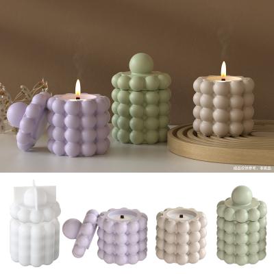 China DIY resin gypsum cement polka dot bubble bead storage jar aromatherapy candle cup ornament silicone mold for sale