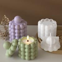 China DIY resin gypsum cement polka dot bubble bead storage jar aromatherapy candle cup ornament silicone mold for sale