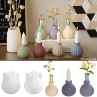 China DIY gypsum pumpkin vase candlestick smooth circular test tube flower planter candle base silicone mold for sale