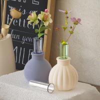China DIY gypsum pumpkin vase candlestick smooth circular test tube flower planter candle base silicone mold for sale