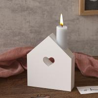 China Hollow out love house candle holder silicone mold DIY circular aromatherapy gypsum candle holder decoration mold for sale