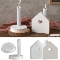 China Hollow out love house candle holder silicone mold DIY circular aromatherapy gypsum candle holder decoration mold for sale