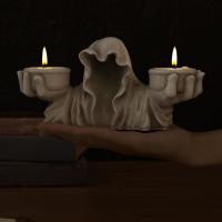 China Halloween Big Robe Wizard Candlestick Silicone Mold DIY Gypsum Ghost Hand Holding Candlestick Candlestick Pendant Mold for sale
