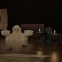 China Halloween Big Robe Wizard Candlestick Silicone Mold DIY Gypsum Ghost Hand Holding Candlestick Candlestick Pendant Mold for sale