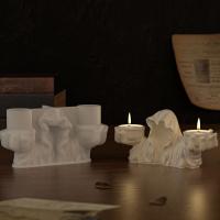 China Halloween Big Robe Wizard Candlestick Silicone Mold DIY Gypsum Ghost Hand Holding Candlestick Candlestick Pendant Mold for sale