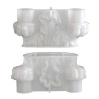 China Halloween Big Robe Wizard Candlestick Silicone Mold DIY Gypsum Ghost Hand Holding Candlestick Candlestick Pendant Mold for sale