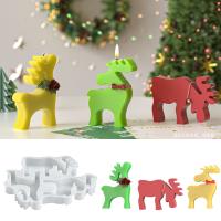 China DIY Drip Glue Christmas Deer Hanging Silicone Mold Aromatherapy Gypsum Three Link Deer Candle Pendant Mold for sale