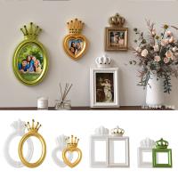China Ins Style European Crown Photo Frame Silicone Mold DIY Elliptical Love Square Aromatherapy Gypsum Pendant Dropping Mold for sale