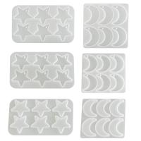 China New Earrings Pendant Silicone Mold DIY Six Grid Perforated Star Moon Pendant Earrings Dropping Mold for sale