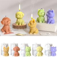 China 3D simulation cute animal and little dog silicone mold DIY dog aromatherapy candle plaster decoration mold for sale