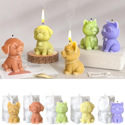 China 3D simulation cute animal and little dog silicone mold DIY dog aromatherapy candle plaster decoration mold for sale