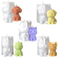 China 3D simulation cute animal and little dog silicone mold DIY dog aromatherapy candle plaster decoration mold for sale