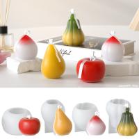 China 3D Apple Pear Peach Pumpkin Fruit Vegetable Aromatherapy Gypsum Candle Decoration Silicone Mold for sale