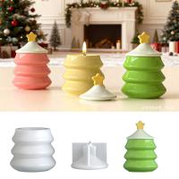 China Aromatherapy gypsum resin cement pentagram Christmas tree storage jar candle cup ornament silicone mold for sale