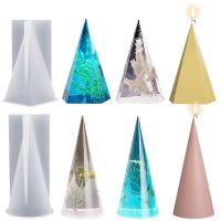 China DIY crystal dropper mold, pentagonal cylindrical cone ring holder, candle holder, table mirror, silicone mold for sale