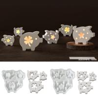 China DIY Easter aromatherapy gypsum hollow four leaf clover five pointed star three connected pig ornament silicone mold for sale