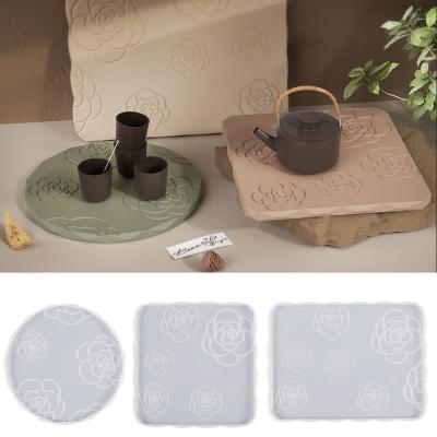 China DIY epoxy resin camellia tray drip glue grinder, long square square circular gypsum table, coaster, silicone rubber for sale