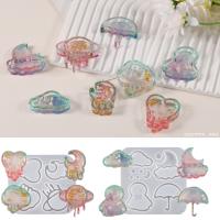 China DIY Resin Moon Cloud Umbrella Doll Tears Moon Heart Shaped Flowing Sand Pendant Hanging Silicone Mold for sale