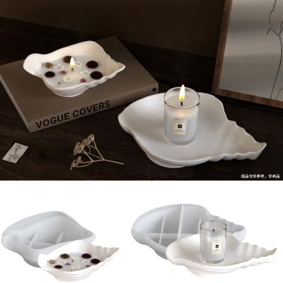 China Ins minimalist style conch storage dish tray silicone mold DIY aromatherapy candle container gypsum mold for sale