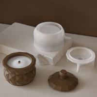 China Aromatherapy gypsum cement diamond shaped storage tank silicone mold DIY potted flower pot candle cup grinder for sale