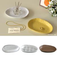 China Aromatherapy gypsum cement irregular elliptical water ripple rock pattern dish storage tray silicone mold for sale