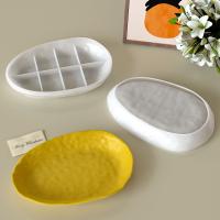 China Aromatherapy gypsum cement irregular elliptical water ripple rock pattern dish storage tray silicone mold for sale