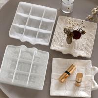 China Square bow relief pattern tray silicone mold DIY aromatherapy gypsum disc drip mold for sale