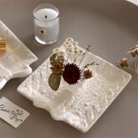 China Square bow relief pattern tray silicone mold DIY aromatherapy gypsum disc drip mold for sale