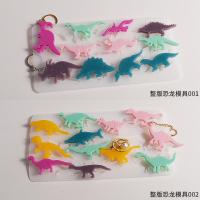 China Dropped dinosaur keychain resin mold full board dinosaur necklace pendant earrings cake decoration DIY silicone grinder for sale