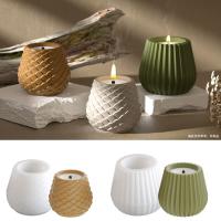 China DIY Fish Scale Folding Pattern Storage Can Flower Pot Ornament Aromatherapy Gypsum Candle Cup Silicone Mold for sale