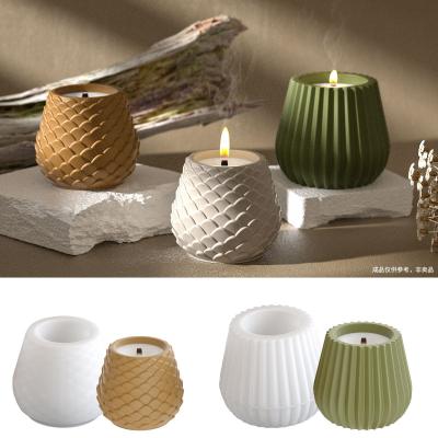 China DIY Fish Scale Folding Pattern Storage Can Flower Pot Ornament Aromatherapy Gypsum Candle Cup Silicone Mold for sale