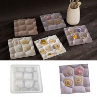 China Geometric Water Cube Gypsum Tray Mold Earrings Jewelry DIY Display Stand Gypsum Cement Tray Silicone Mold for sale