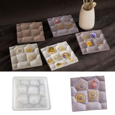 China Geometric Water Cube Gypsum Tray Mold Earrings Jewelry DIY Display Stand Gypsum Cement Tray Silicone Mold for sale