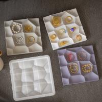 China Geometric Water Cube Gypsum Tray Mold Earrings Jewelry DIY Display Stand Gypsum Cement Tray Silicone Mold for sale