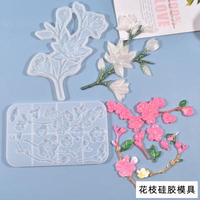 China DIY crystal dropper mold cake decoration flower mold simulation flower branch jewelry silicone mold for sale