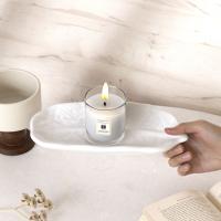 China DIY Simple Ins Style Aromatherapy Gypsum Relief Striped Leaf Tray Dish Ornament Silicone Mold for sale