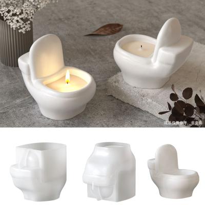 China Hot selling silicone toilet mold, gypsum candle stand ornament, funny home decoration mold for sale