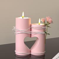 China Cylindrical puzzle heart-shaped candlestick ornament silicone mold DIY Valentine's Day atmosphere candle lamp gypsum mold for sale