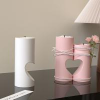 China Cylindrical puzzle heart-shaped candlestick ornament silicone mold DIY Valentine's Day atmosphere candle lamp gypsum mold for sale