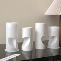 China Cylindrical puzzle heart-shaped candlestick ornament silicone mold DIY Valentine's Day atmosphere candle lamp gypsum mold for sale