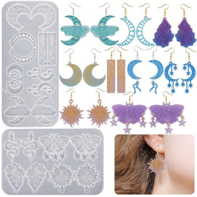 China DIY Crystal Dropping Gel Butterfly Snake Moon Cloud Stars Christmas Tree Earrings Pendant Silicone Mold for sale