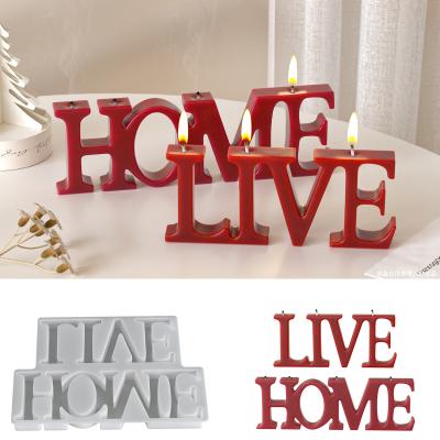China Dropping adhesive letter hanging mold LIVE English word HOME Candle gypsum ornament silicone mold for sale