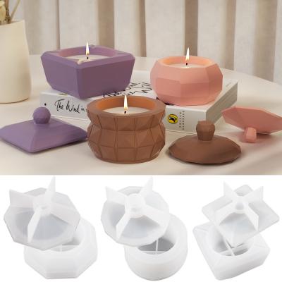 China DIY crystal dropper cement cup creative octagonal square cut gypsum candle cup ornament silicone mold for sale